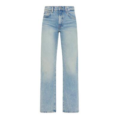 7 For All Mankind女春夏新品宽松浅蓝水洗直筒牛仔裤STRAIGHT