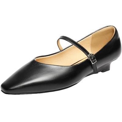 百丽复古法式一字带黑色玛丽珍鞋女新款浅口单鞋子B2686CQ5