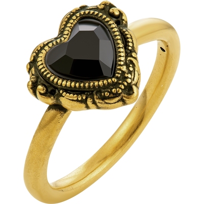 独白复古黑桃心戒指复古黄金