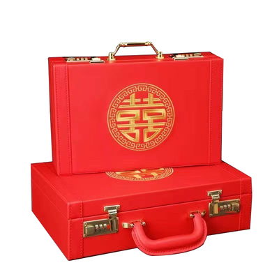 高端彩礼现金礼盒木质刺绣彩礼箱