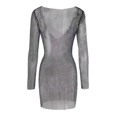 可辣CS闪钻透视连衣裙V背辣妹