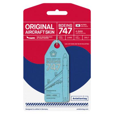 德国AviationTag 大韩航空 波音B747 限量飞机蒙皮行李牌钥匙扣