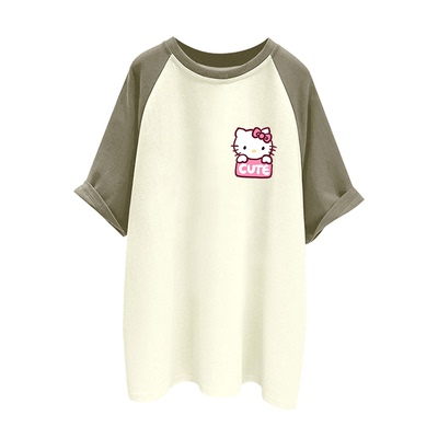 美式卡通kt猫280g纯棉短袖t恤