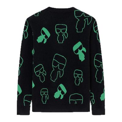 KARL LAGERFELD卡尔拉格斐2025秋款新品黑底提花套头衫男士老佛爷