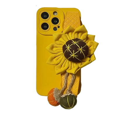马卡龙夏日花朵腕带手机壳带挂绳