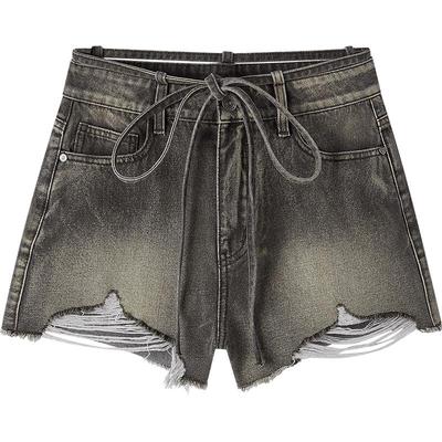 乐町2024夏季新款系带洗水牛仔短裤C1HBE2226