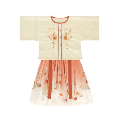 鹤猫.松虞 汉服女童夏装新款儿童古风超仙中国风明制套装