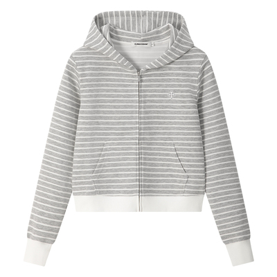 CLIMAX VISION清凉感松弛假日轻盈撞色条纹连帽卫衣/休闲直筒卫裤