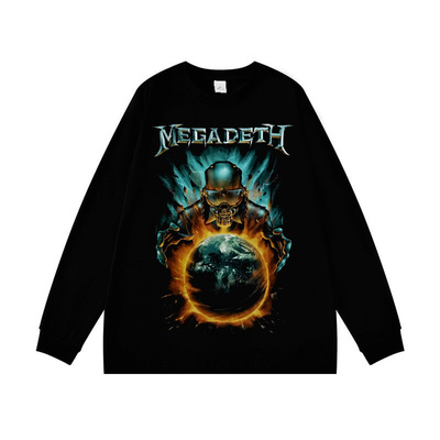Megadeth乐队印花纯棉长袖T恤男欧美激流金属摇滚潮服上衣春秋冬