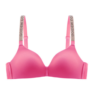 字母肩带水钻内衣女聚拢小胸性感纯欲风收副乳防下垂无痕文胸套装