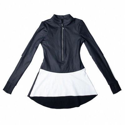 ICEDIVA紧身长袖薄绒连衣裙闪钻拉链女童花样滑冰服表演服运动服