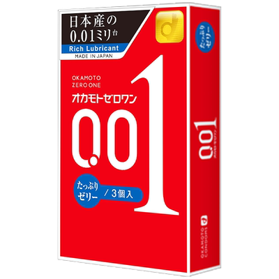 【自营】冈本001避孕套加倍润滑情趣3只装计生激情超薄男用安全套