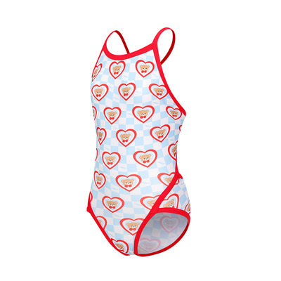 浩沙女童泳衣连体三角hosa女孩小熊专业竞速训练比赛游泳馆泳装