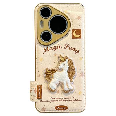 拓岚 适用华为mate70pro+新款手机壳秋冬卡其色星星独角兽mate80/60/50/40pro毛绒挂绳pura70/80ultra皮质女