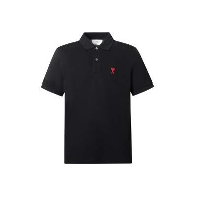 AMI红色爱心刺绣休闲短袖POLO衫