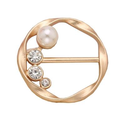 圆尔日韩金属女镶钻衣角扣