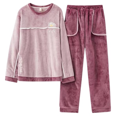 中年妈妈法兰绒大码家居服