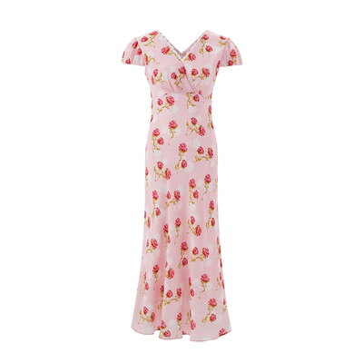 MELINDA LI【仲夏油画】重磅18姆米桑蚕丝人丝印花度假茶歇连衣裙