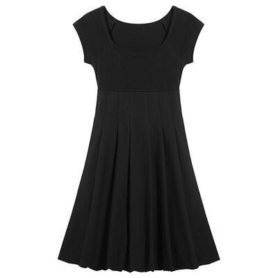 F1protagonist 暗夜协奏曲 短袖拼接花苞连衣裙修身个性时髦日常