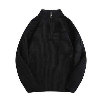 BOYUE帛跃半拉链纯色针织衫毛衣