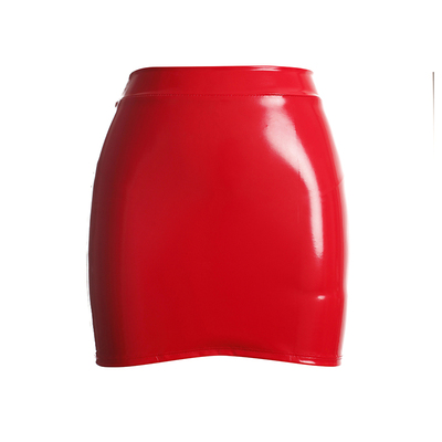 情趣镜面超亮油光乳胶氨包臀裙