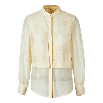 范可儿国风改良绣花拼接立领衬衫