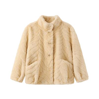 OPCP女童立领复合皮毛一体外套