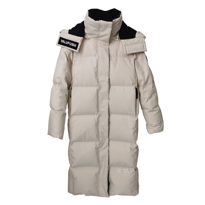 雅鹿加厚过膝白鸭绒女羽绒服外套