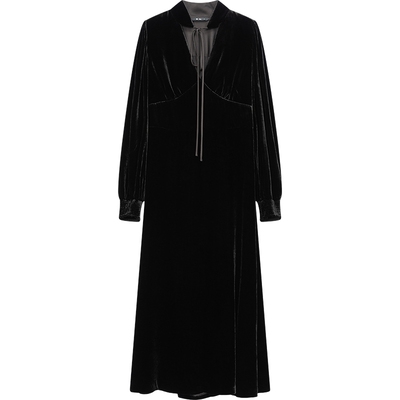 播 bo 商场同款丝绒复古镂空V领连衣裙女长裙BDR1LD2146