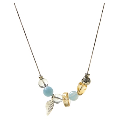 zeroline黄白水晶项链海蓝宝吊坠