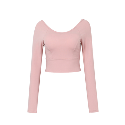 annerun网纱交叉美背长袖t