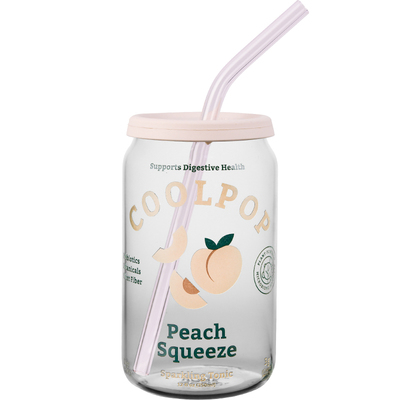 海岛风夏季女玻璃带盖雪碧吸管杯