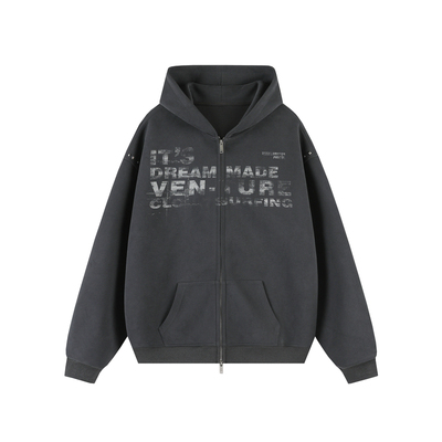 Dreammade 美式重磅铆钉开衫卫衣男春秋季2026新款设计感男生外套