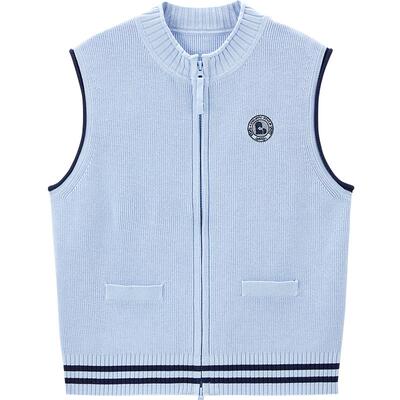 【商场同款】乐町小立领拉链背心春季新款针织毛衫C2EFF1522*