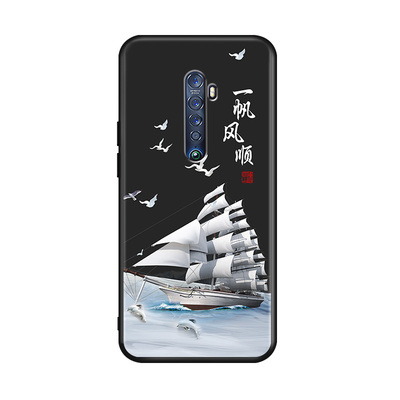 luckrider适用于opporeno2手机壳pckm00新款小清新pckt00全包防摔0pp0reno2彩绘国风软壳oporen02时尚保护套