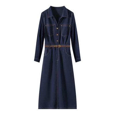 百家好时尚轻奢复古工装连衣裙