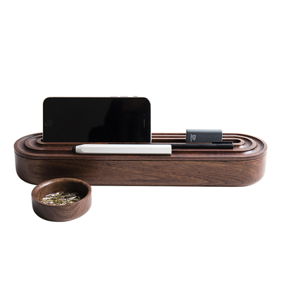 回形收纳盒黑胡桃笔盒文具盒桌面