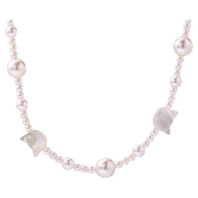 仿珍珠女贝母猫咪短项链毛衣链