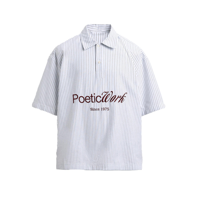 外贸夏季男士宽松条纹印花POLO衫