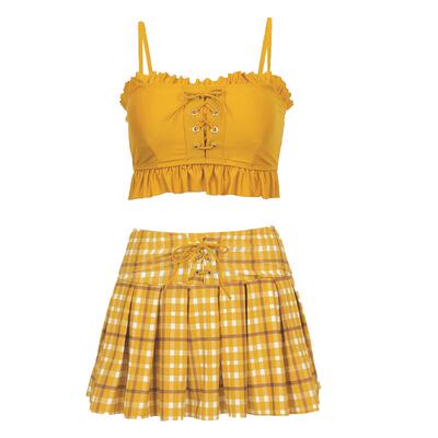 可爱比基尼泳衣分体高腰平角裤女