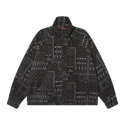 INXX老钱风复古老花外套男满印甲骨文无性别休闲开衫夹克女