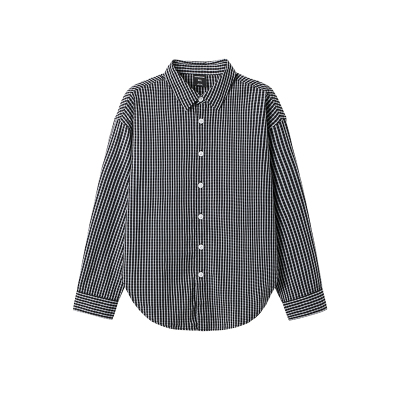 韦恩泽维尔翻领长袖休闲格子衬衫