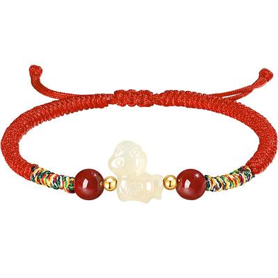 中国黄金天然和田玉编织手绳手链