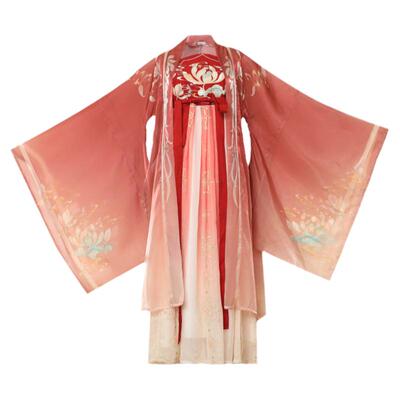 原创纤尘不染汉服女刺绣诃子裙唐风大袖衫胖mm显瘦大码定制古风夏