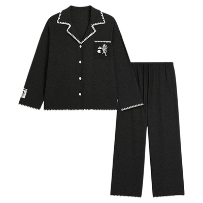 tbh野兽派家居熊猫嘭嘭针织奶油绒家居服套装秋冬可外穿情侣睡衣