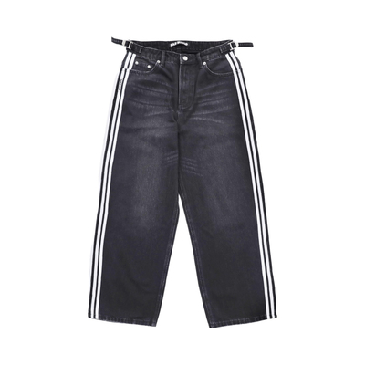 badblood低腰黑色直筒牛仔裤做旧