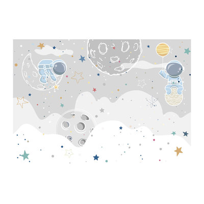 宇航员儿童房壁布【全国上门贴】
