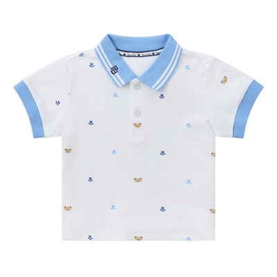 PawinPaw卡通小熊童装夏季男宝宝印花POLO领短袖T恤撞色