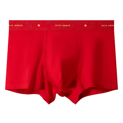 本命年大红精梳棉抑菌男平角内裤