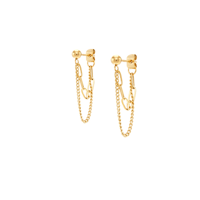 【双层链条流苏耳环】【钛钢】